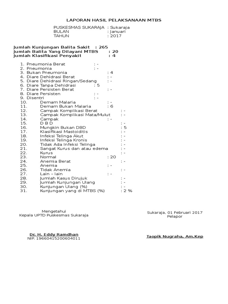 Laporan Bulanan Mtbs Februari | PDF