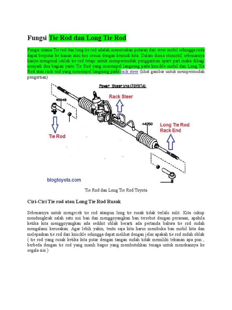 Fungsi Tie Rod Dan Long Tierod Dan Ball Joint | PDF