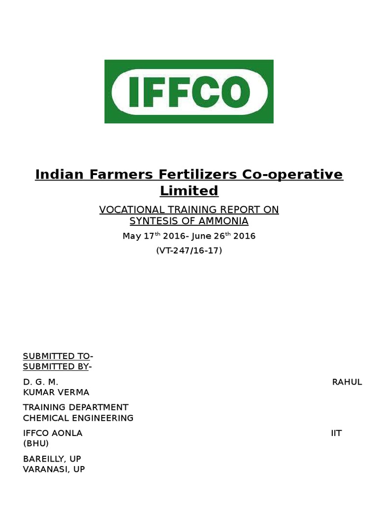 Report Iffco UREA PRODUCTION | PDF | Carbon Dioxide | Natural Gas
