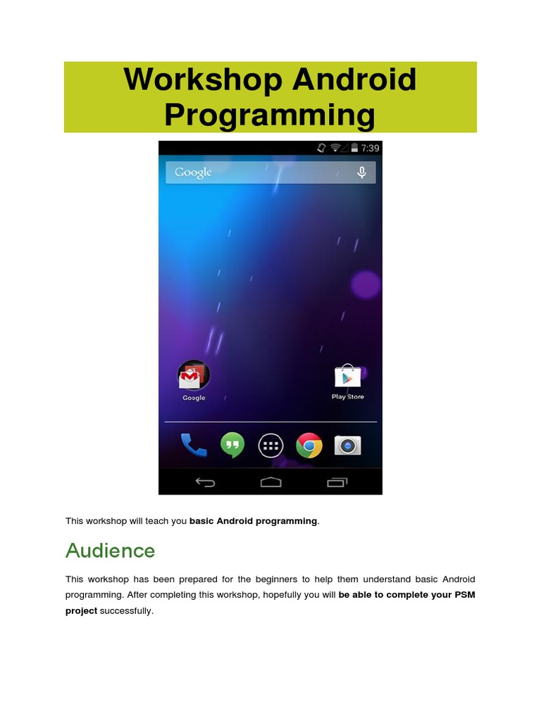 Workshop Android Programming | PDF | Eclipse (Software) | Android (Operating System)