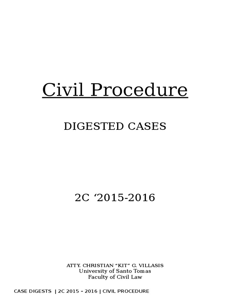 Civil Procedure - Case Digests | PDF | Pleading | Plea