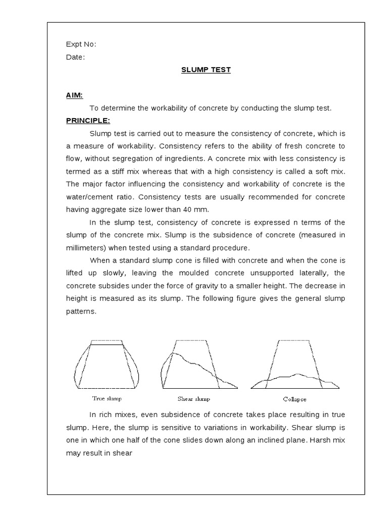 Slump Test for Concrete Workability | PDF