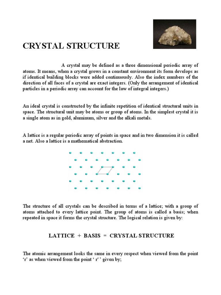 Crystal Structure | PDF | Crystal Structure | Condensed Matter