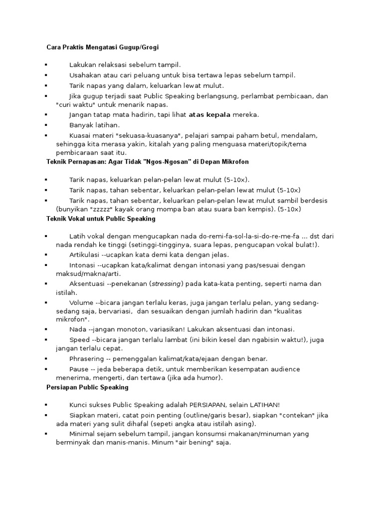 Cara Praktis Mengatasi Gugup | PDF