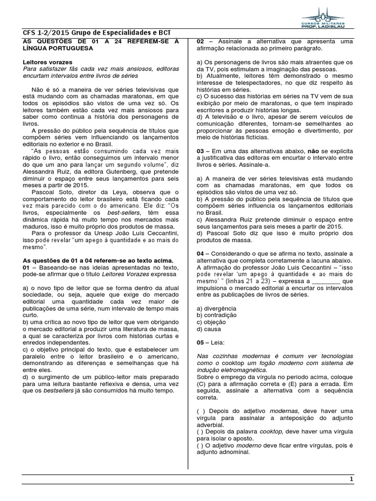 Prova Eear 2015 | PDF | Editorial | Predicado (gramática)