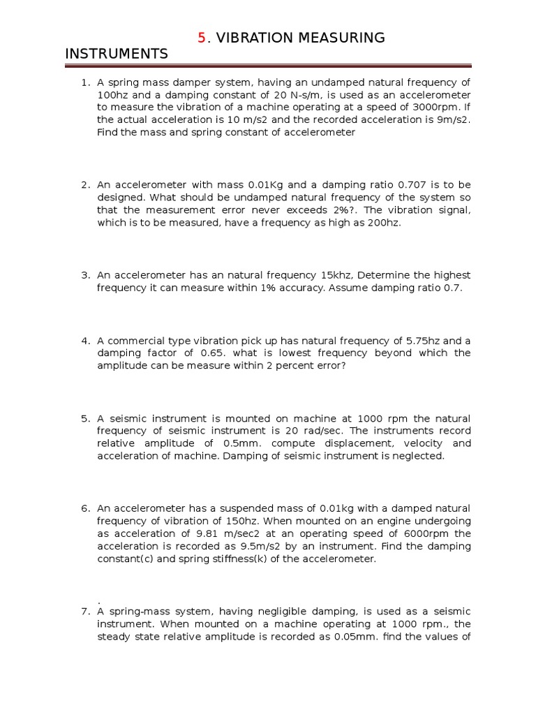 5.vibration Measuring Instruments | PDF | Accelerometer | Physics