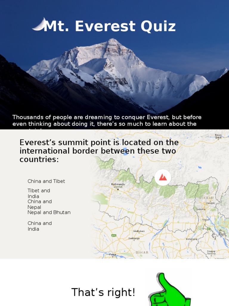 Mt. Everest Quiz: Facts & Trivia | PDF | Mount Everest | Planetary Science