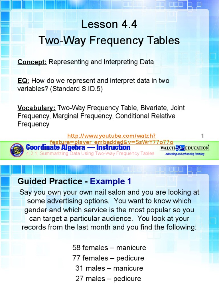 Two Way Frequency Tables | PDF | Pet | Cats