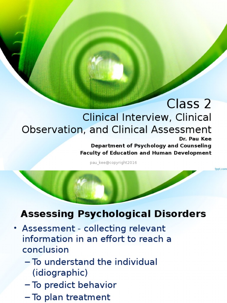 20170309160340S2017 - 2 - Clinical Interview, Clinical Observation and ...