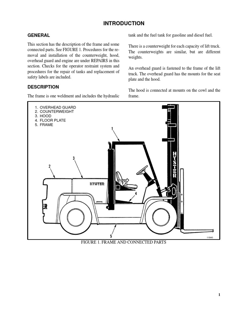 General: 1. Overhead Guard 2. Counterweight 3. Hood 4. Floor Plate 5 ...