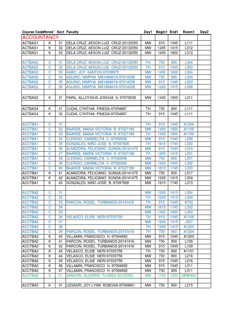 RVR COB Course Offerings T2 AY1516 | PDF