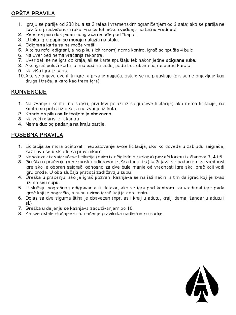 Preferans - Pravila | PDF