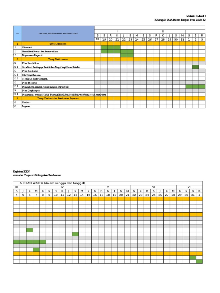 Contoh Matrik Acara KKN | PDF