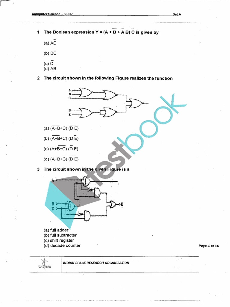 ISRO Previous Paper 2007 CS | PDF