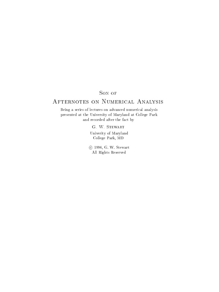 G.W. Stewart-Afternotes Goes To Graduate School - Lectures On Advanced ...