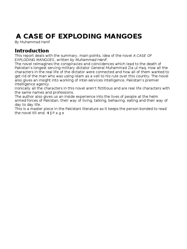 A Case of Exploding Mangoes | PDF | Muhammad Zia Ul Haq | Pakistan