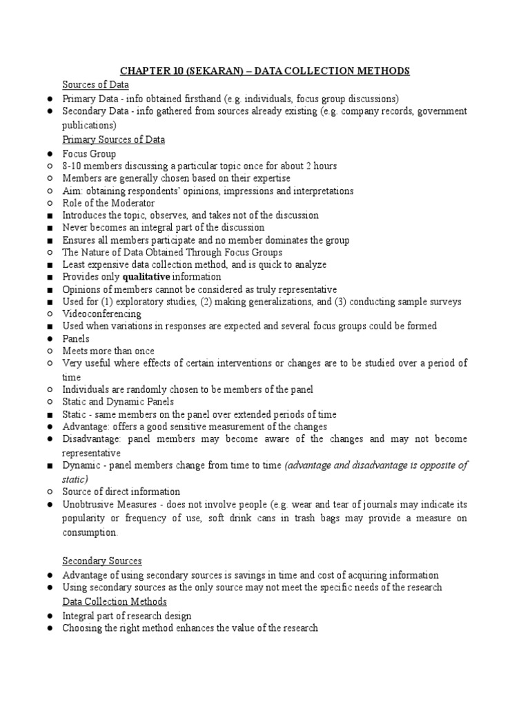 Chapter 10 - Data Collection Methods | PDF | Survey Methodology ...