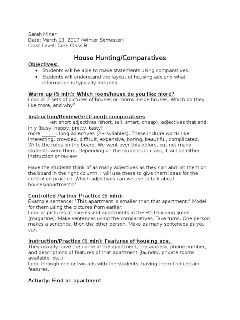 Comparing Houses | PDF