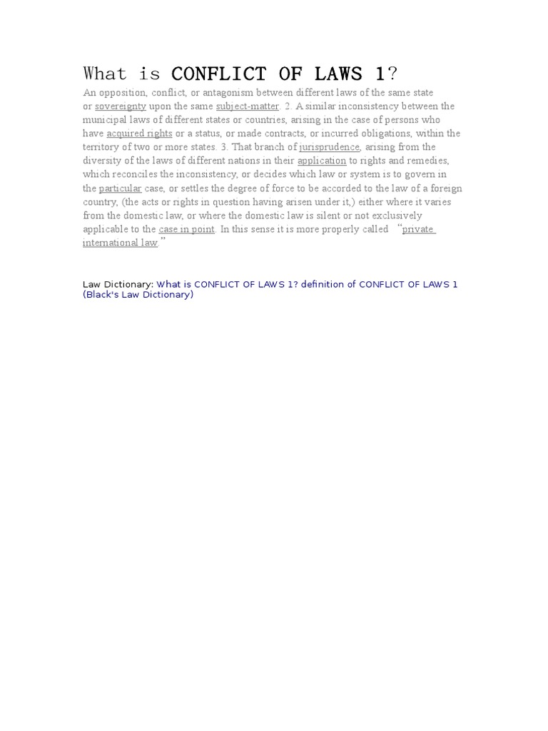 What Is Conflict of Laws 1 | PDF
