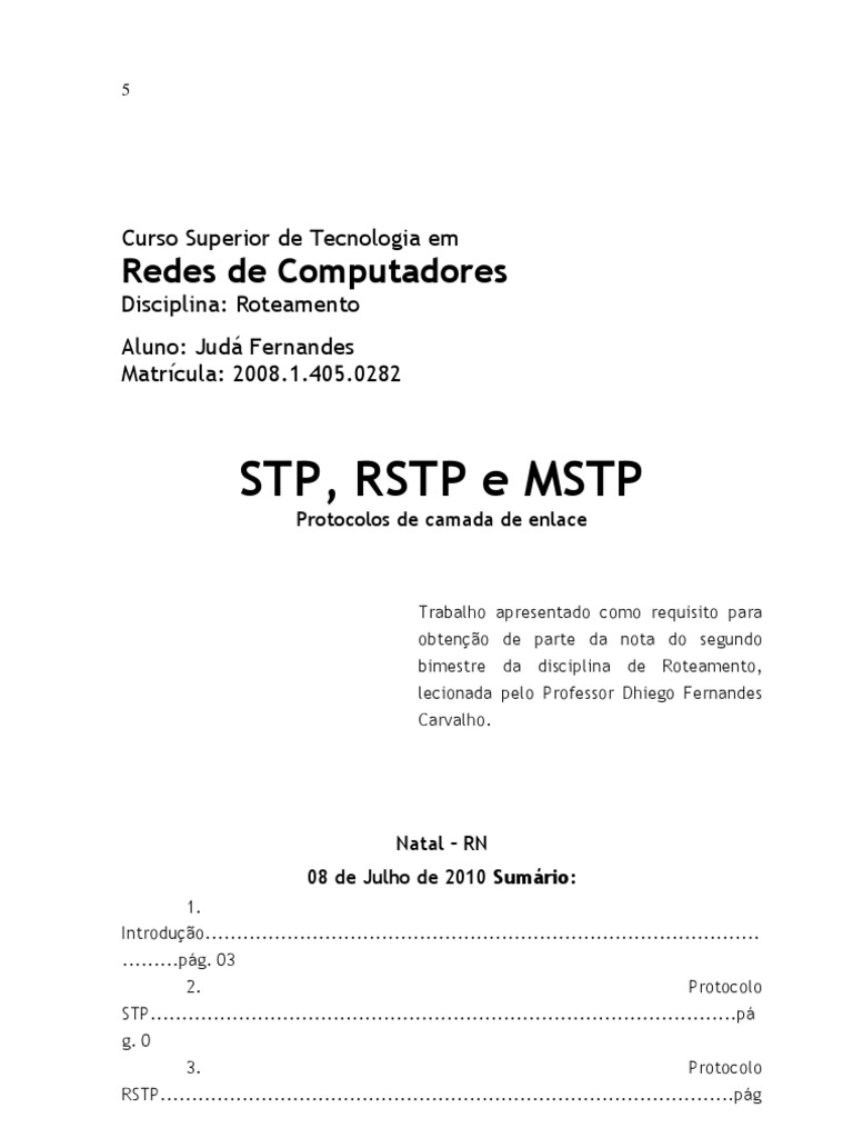 Protocolos STP, RSTP e MSTP em Redes | PDF | Porta (rede de ...