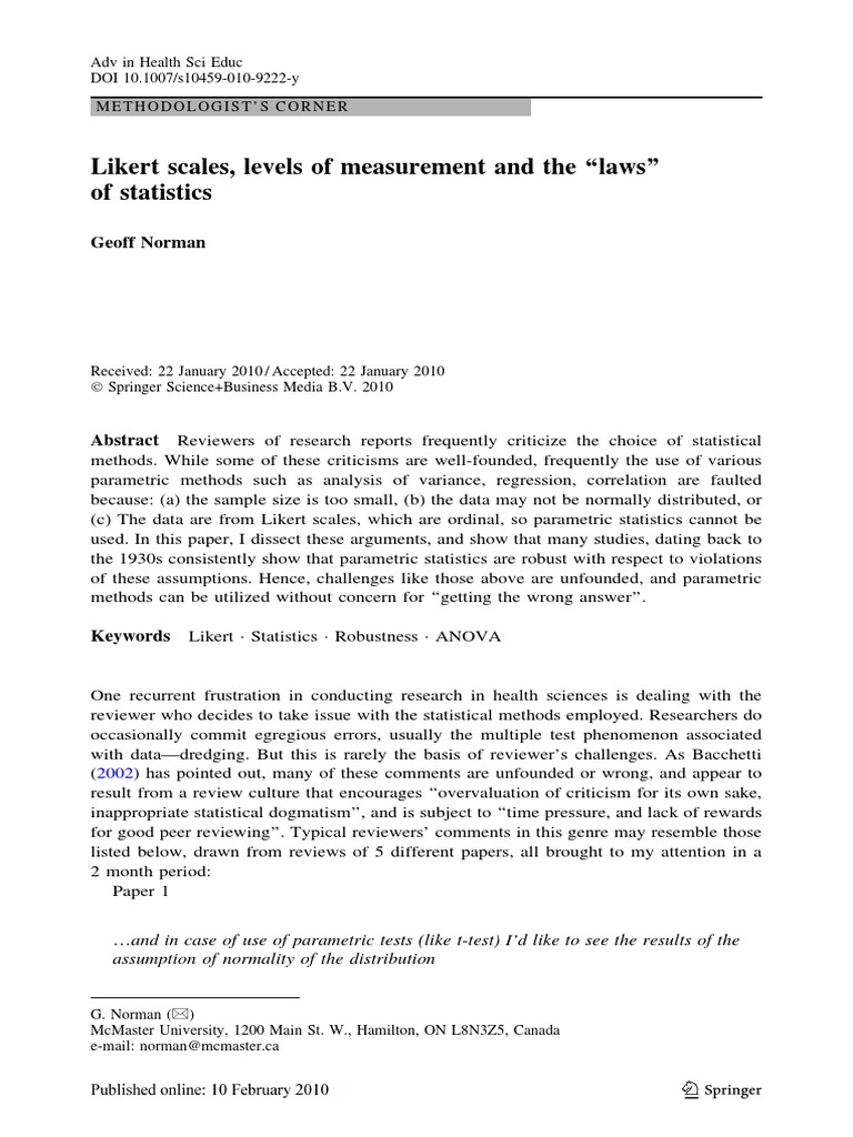 Likert Scales, Levels of Measurement and The 'Laws' of Statistics PDF ...