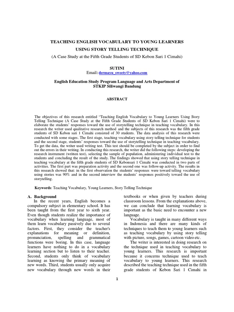 Teaching English Vocabulary To Young Learners | PDF | Vocabulary ...