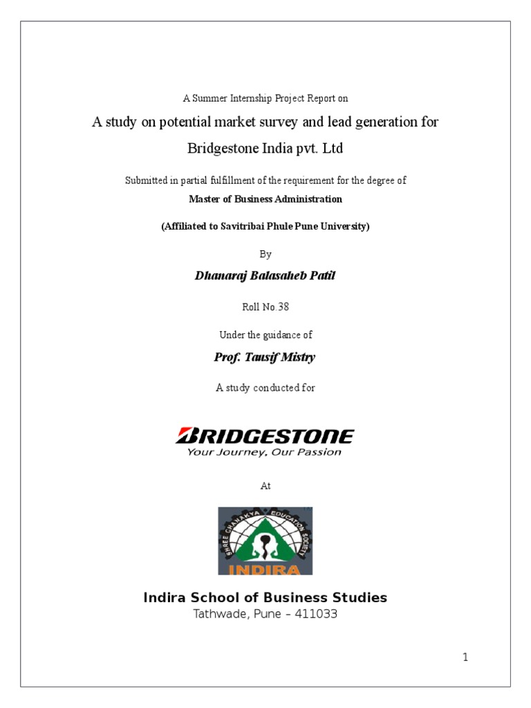 MBA Internship: Bridgestone Market Study | PDF | Tire | Rubber Product