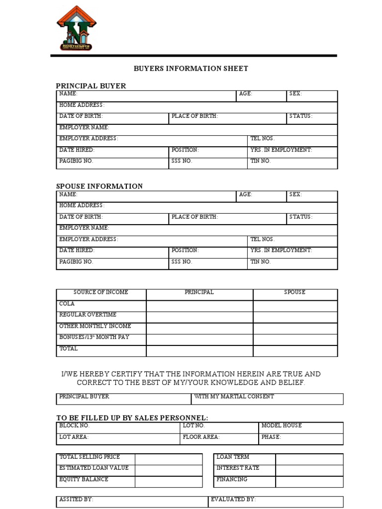Buyers Information Sheet | PDF