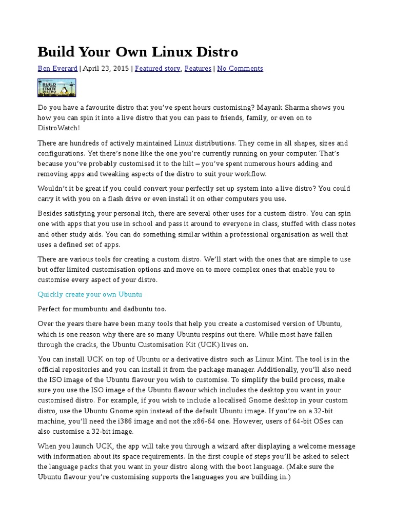 Build Your Own Linux Distro | PDF | Linux Distribution | Ubuntu (Operating System)