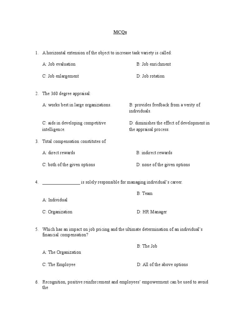 HR Question Bank | PDF | Performance Appraisal | Employment