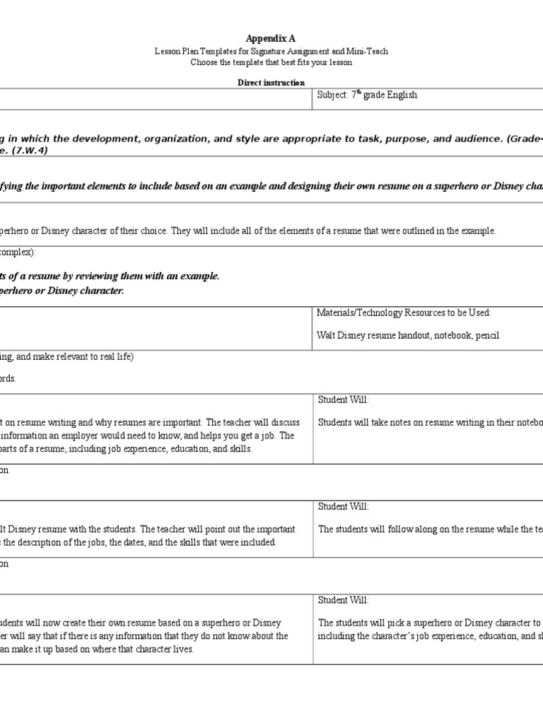Resume Writing Lesson Plan 1 | PDF
