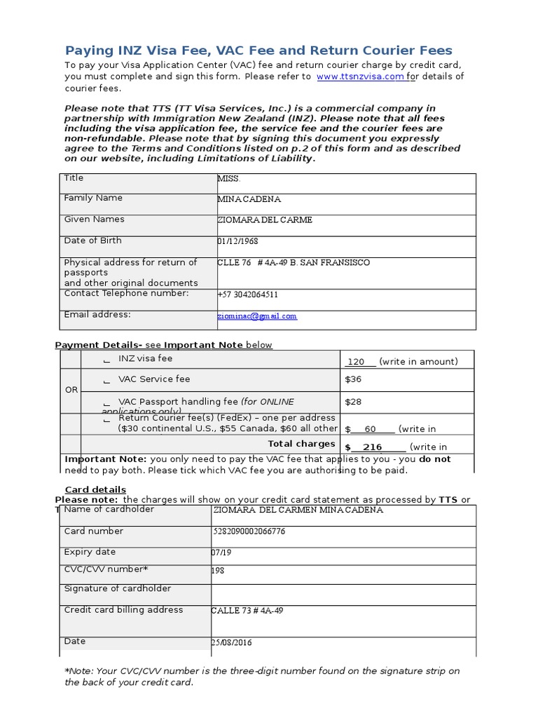 VAC Form New Fees | PDF | Fee | Visa Inc.