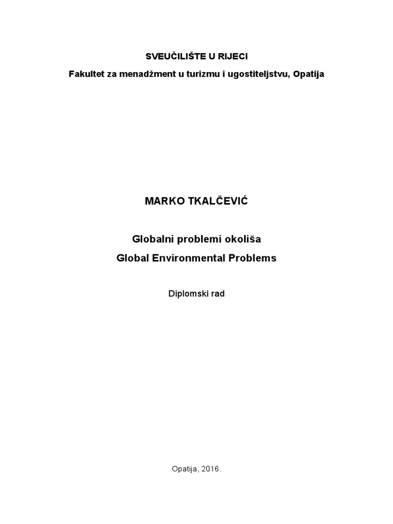 Globalni Problemi Okoliša | PDF