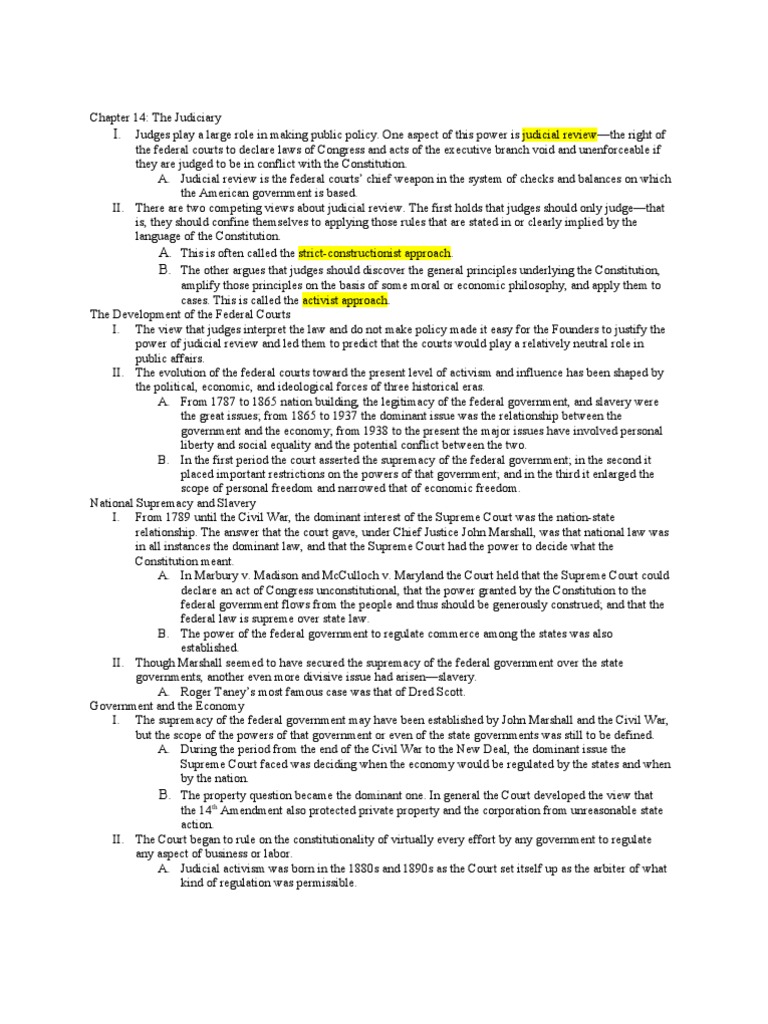AP American Government: Chapter Fourteen: The Judiciary | PDF | Federal ...