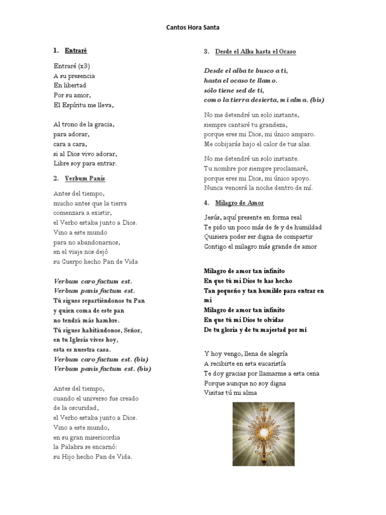 Cantos Hora Santa | PDF | Amor | Cristo (título)