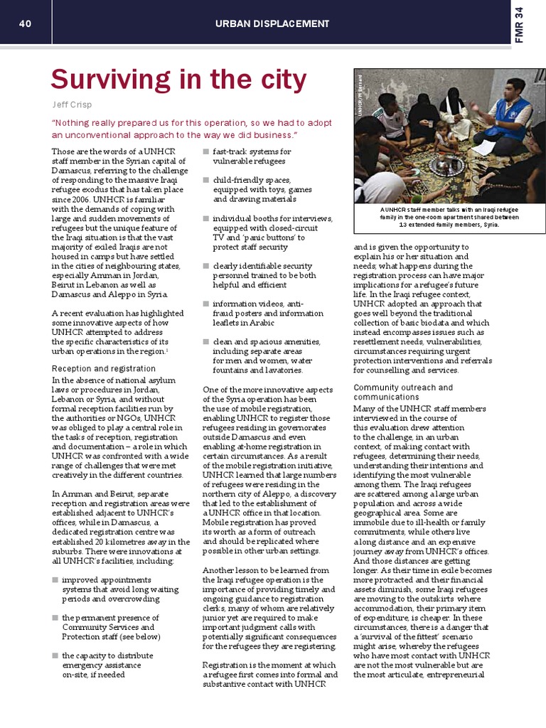 Surviving in The City: Jeff Crisp | PDF | Refugee | United Nations High ...
