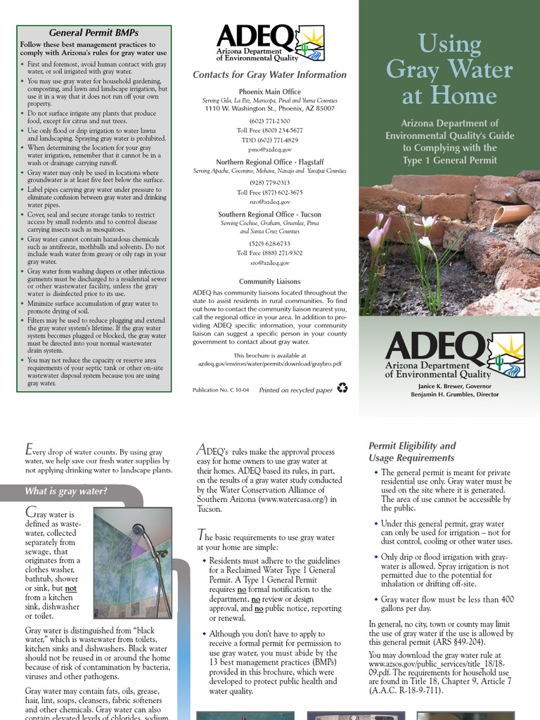 Arizona Gray Water Permit Guide | PDF | Irrigation | Water