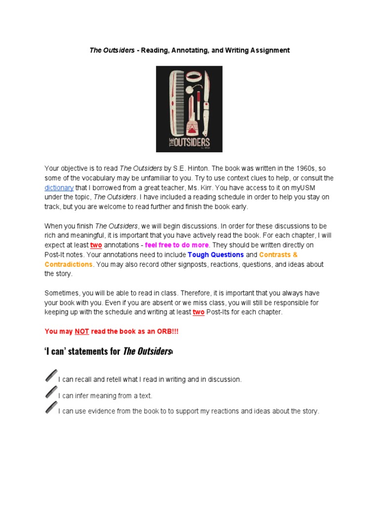 The Outsiders Assignment | PDF | Epistemology | Communication