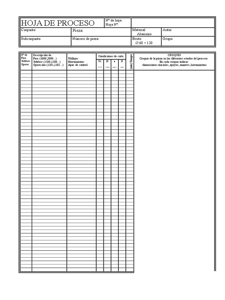 Formato Hoja de Procesos | PDF