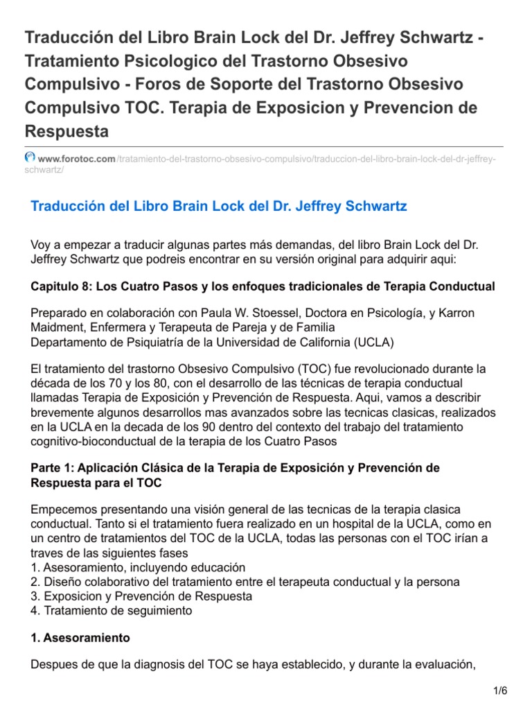 Traducción de Algunas Partes Más Demandas, Del Libro Brain Lock Del DR ...