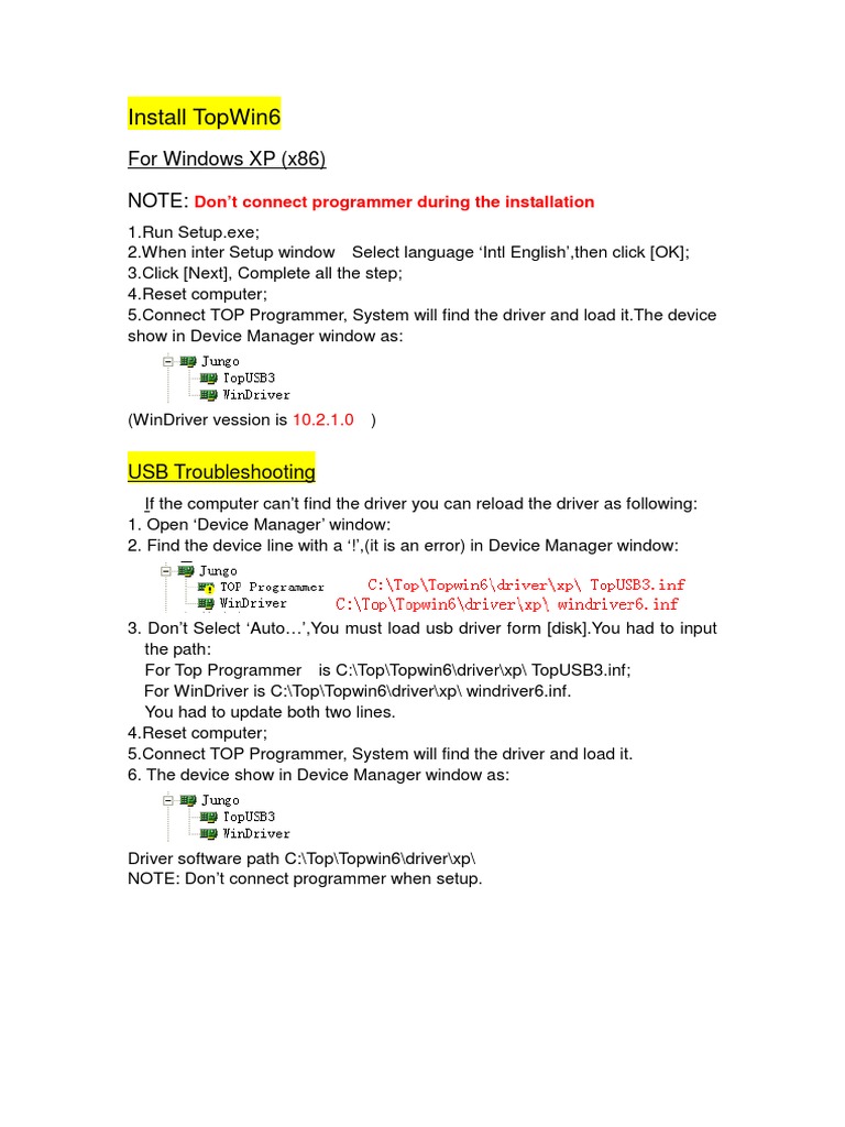 Install Top Win 6 | PDF | Device Driver | Windows Xp