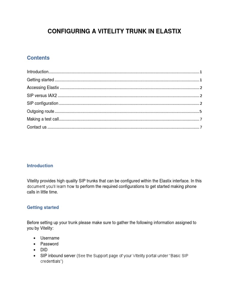 Configuring A Vitelity Trunk With Elastix v1.4 | PDF | Session Initiation Protocol | Telephone ...