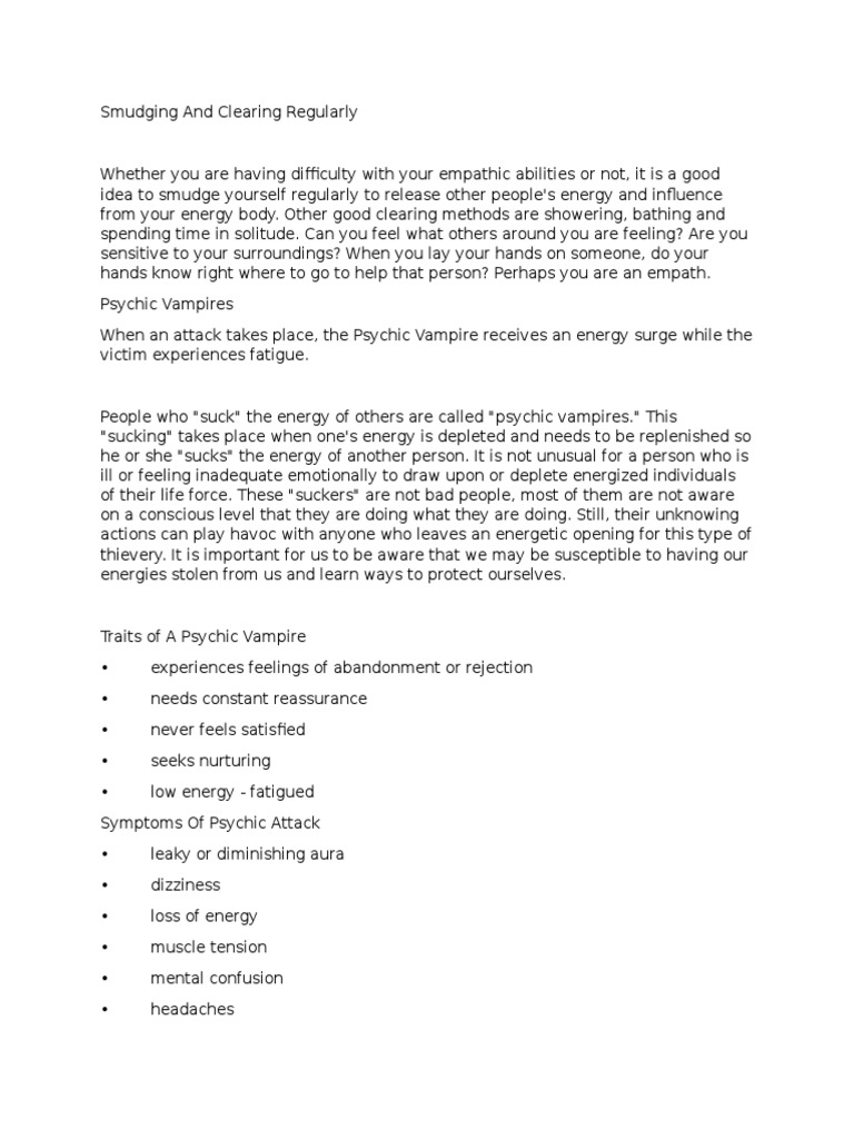 Smudging and Clearing Regularly | PDF | Empathy | Consciousness