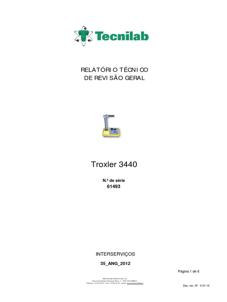 Troxler-3440 Numero de Serie-61493 | PDF | Referência | Calibração