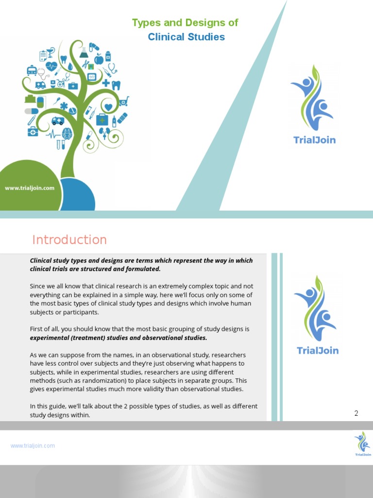 Types and Designs of Clinical Studies | PDF | Randomized Controlled ...