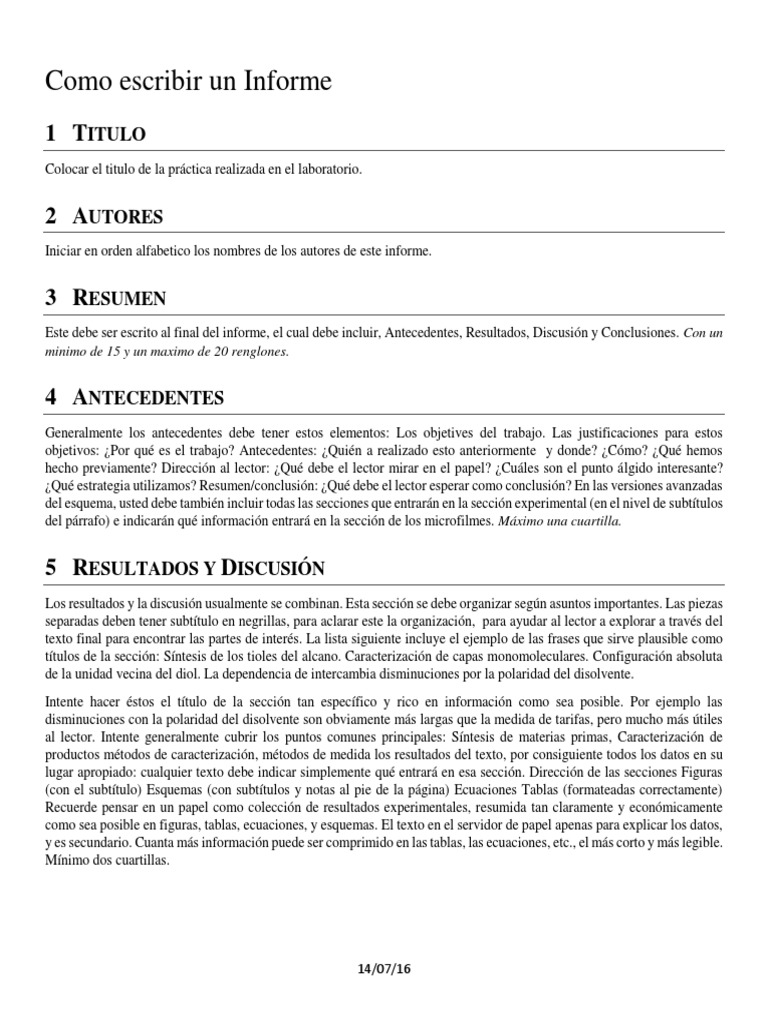 Como Escribir Un Informe | PDF | Cálculo | Ácido