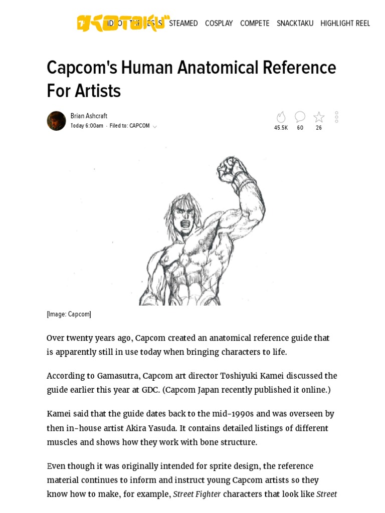 Capcom S Human Anatomical Reference For Artists Pdf Capcom Leisure