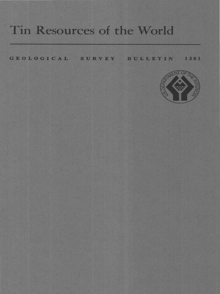 US Geological Survey Tin Resources Report (1969) | PDF | Tin | Mining