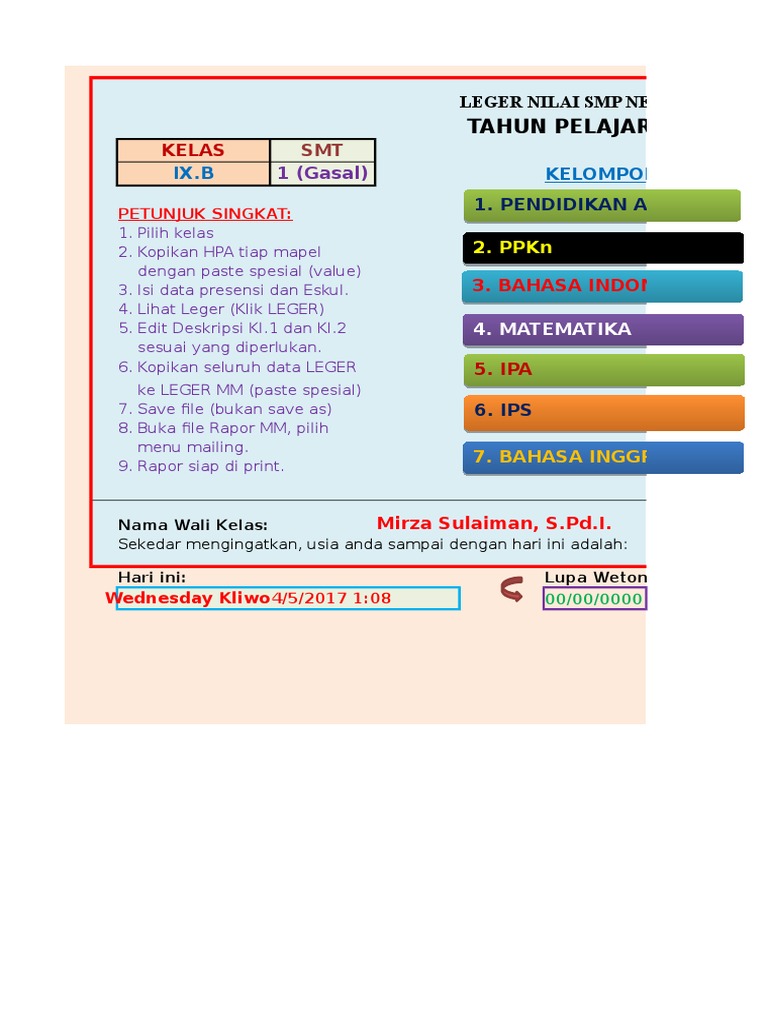 Aplikasi Wali Kelas 2016.2017 | PDF