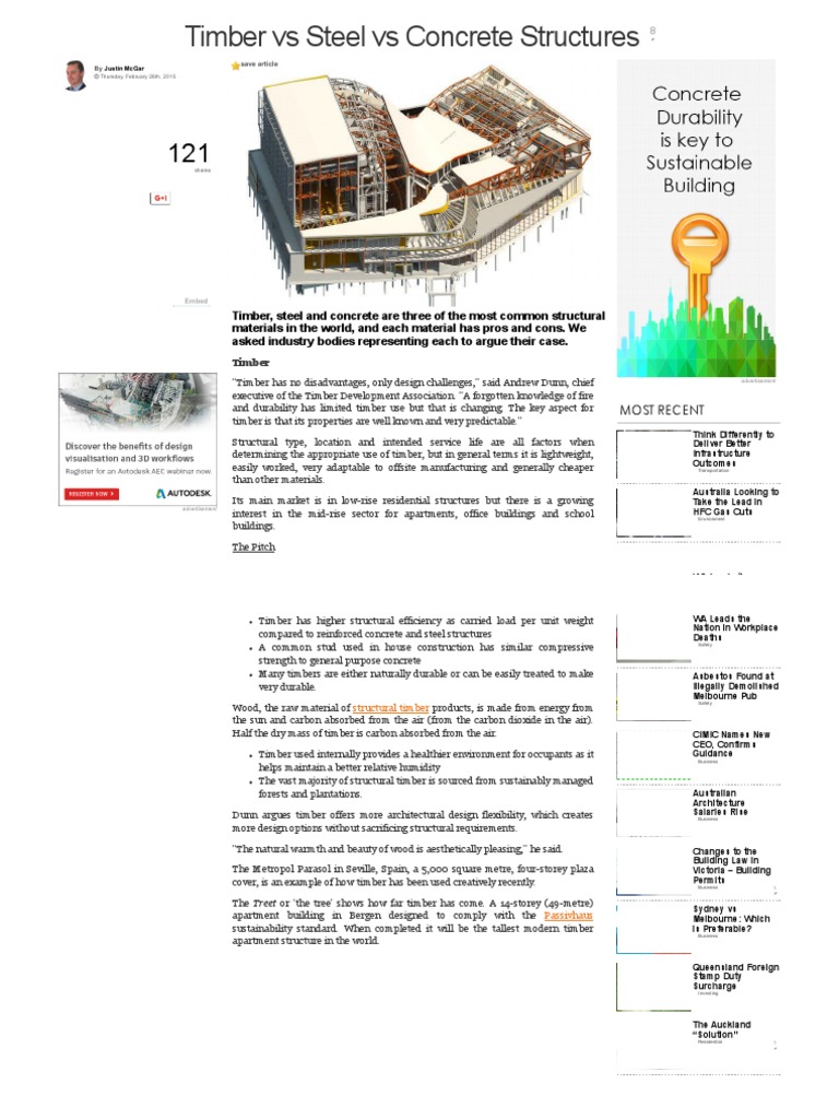 Timber Vs Steel Vs Concrete Structures | PDF | Lumber | Concrete